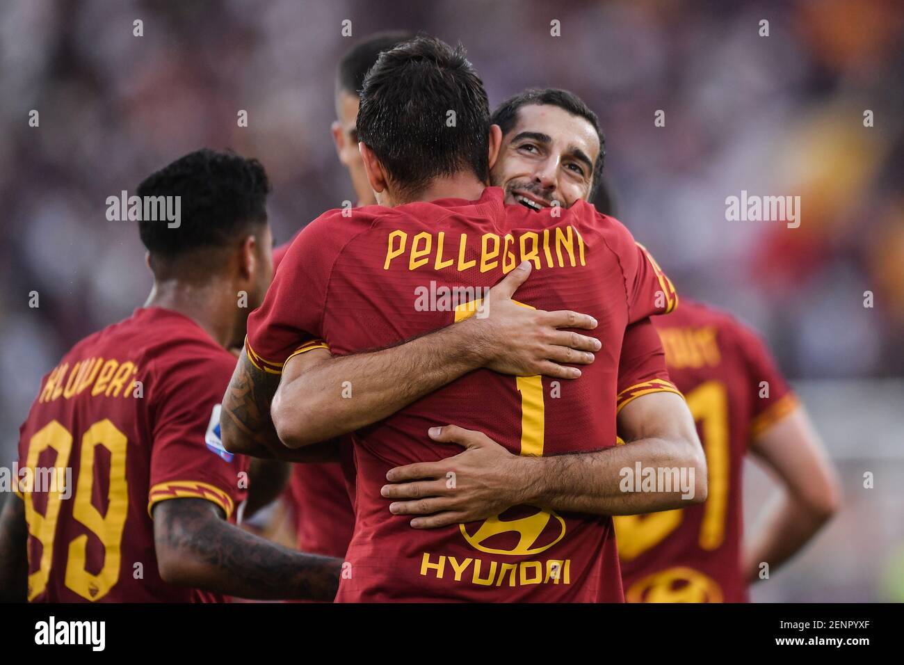 Henrikh Mkhitaryan Roma celebrates after scoring a goal with Lorenzo ...