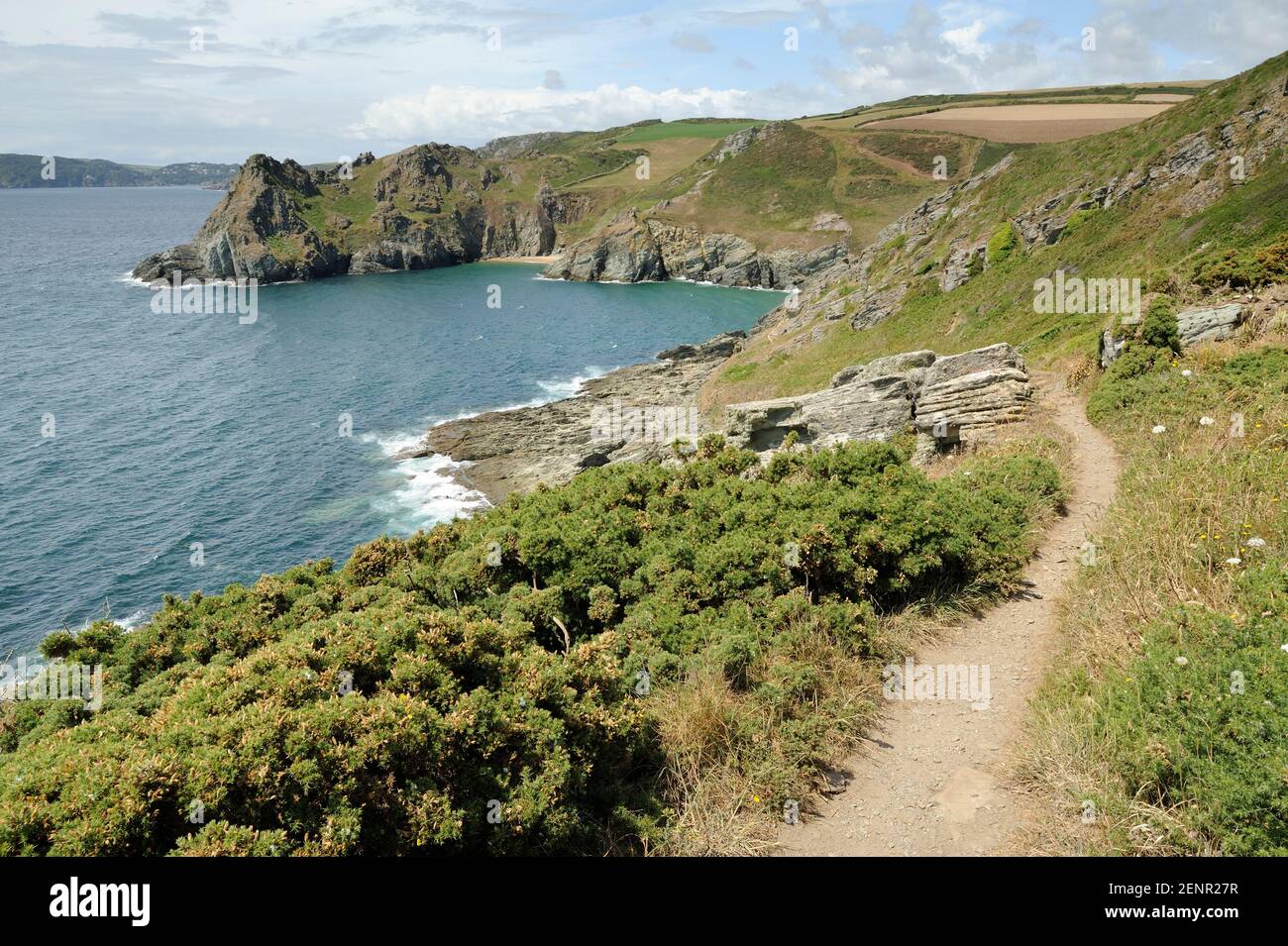 View along the South West Coastal Path from Prawle Point to Gammon Head ...