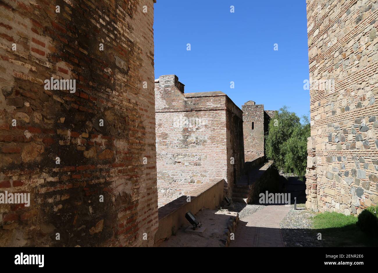 Alcazaba castle on Gibralfaro mountain. Malaga, Andalusia, Spain. The ...