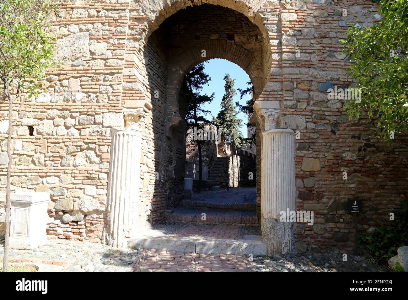 Alcazaba castle on Gibralfaro mountain. Malaga, Andalusia, Spain. The ...