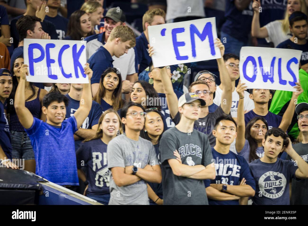 September 14, 2019: Rice Owls fans cheer during the NCAA football game ...