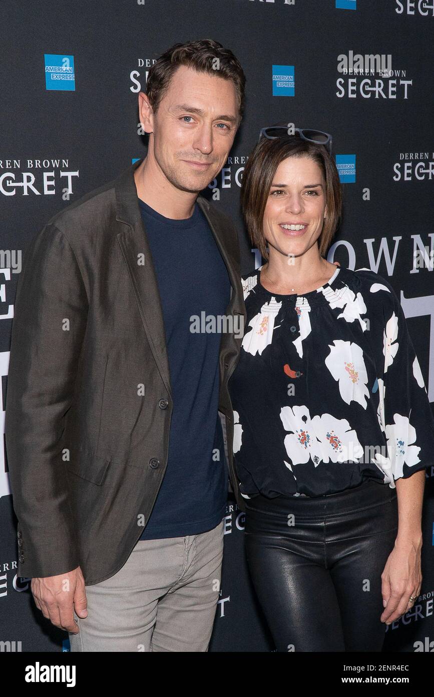 JJ Field and Neve Campbell attend the Opening Night of Derren Brown ...