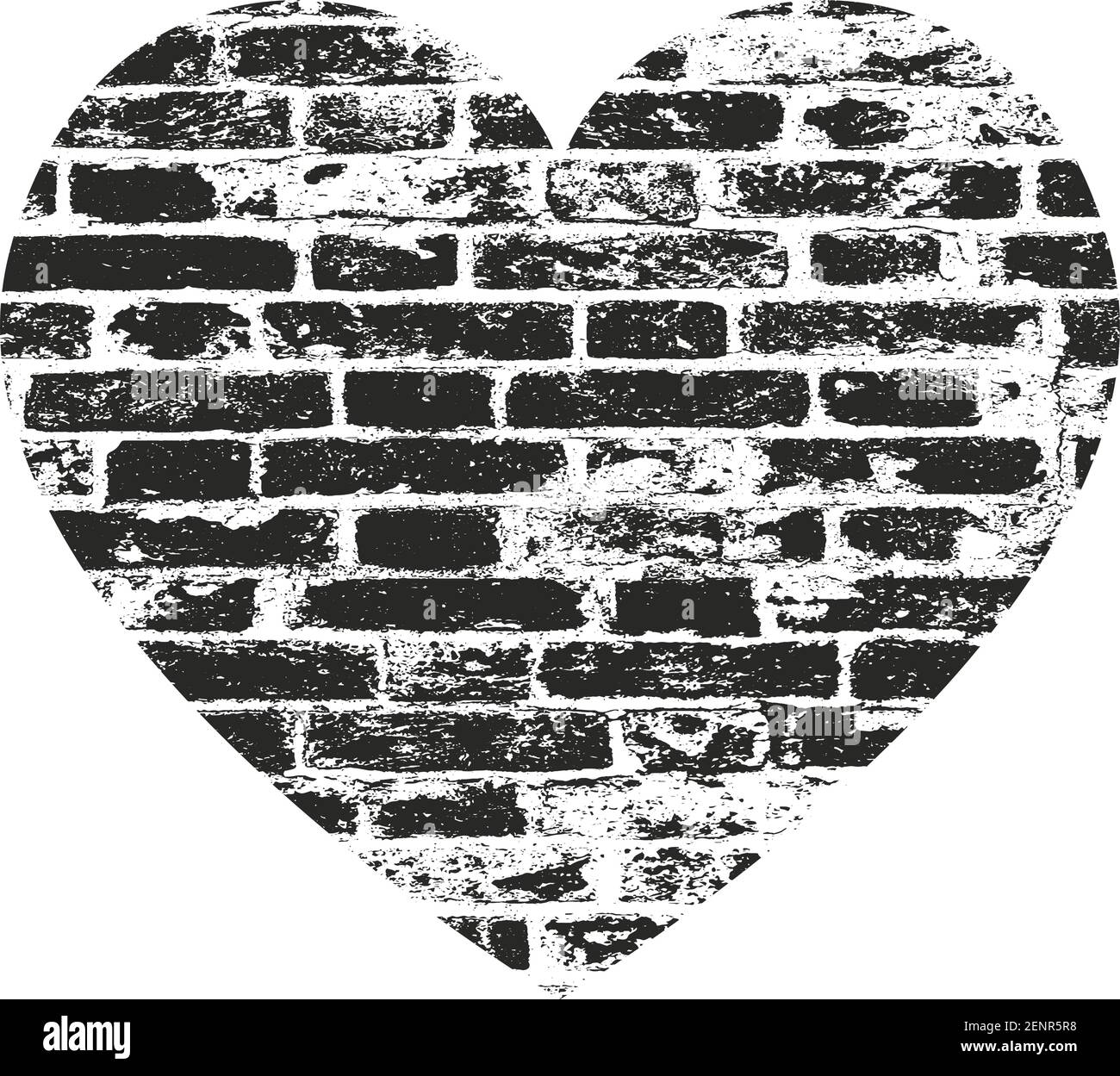 Isolated distress grunge heart with brick texture. Element for greeting ...