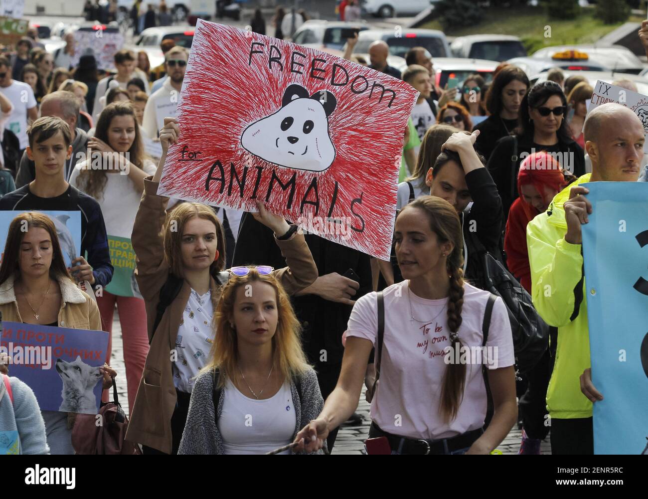 Participants with placards during the march. 'All-Ukrainian March For ...