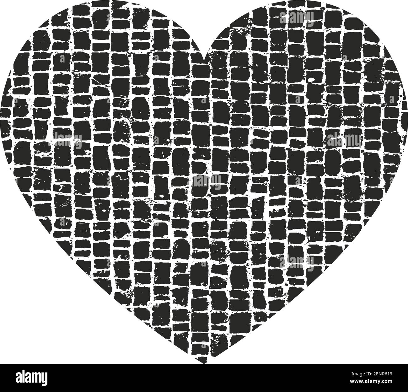 Isolated distress grunge heart with brick texture. Element for greeting ...
