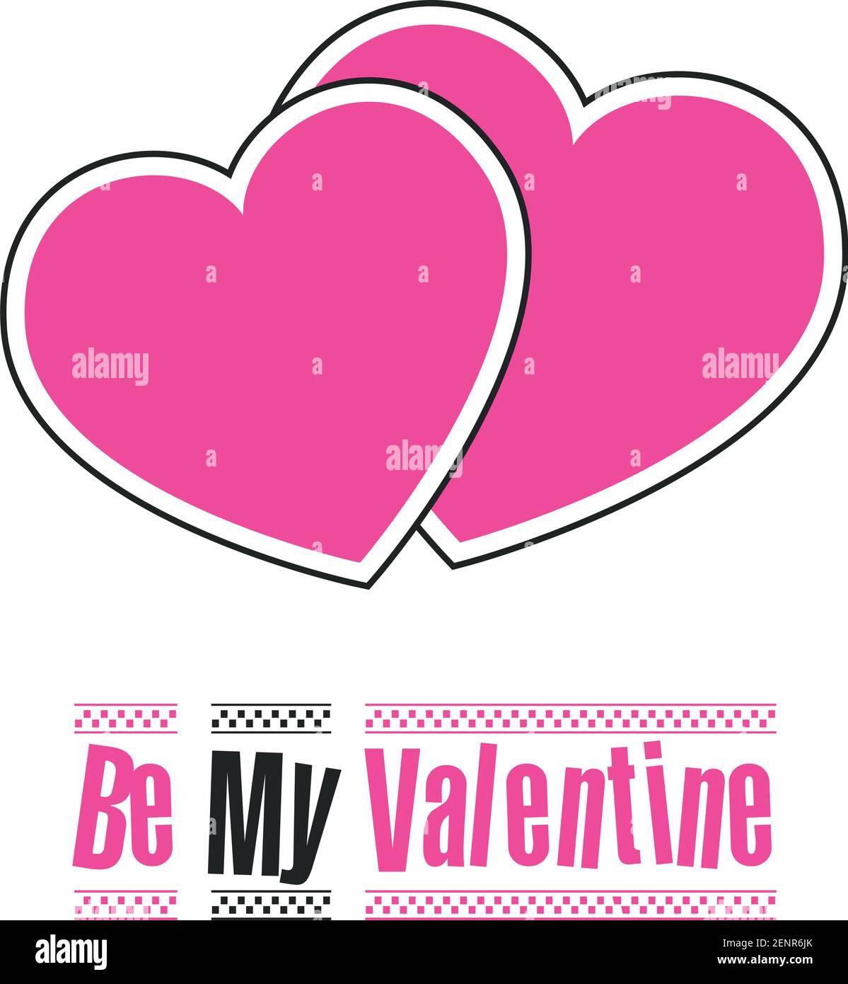 Happy valentines day greeting card with hearts and cute font. Vector ...