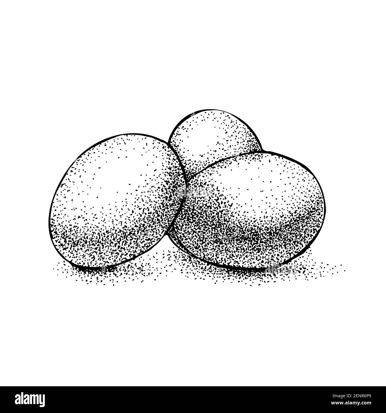 hand drawn three eggs vintage engraving. black ink isolated Stock ...