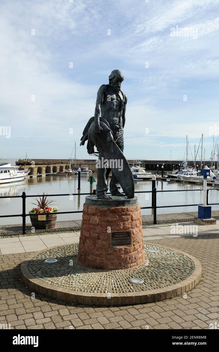 The statue of the Ancient Mariner on the esplanade at Watchet, Somerset ...