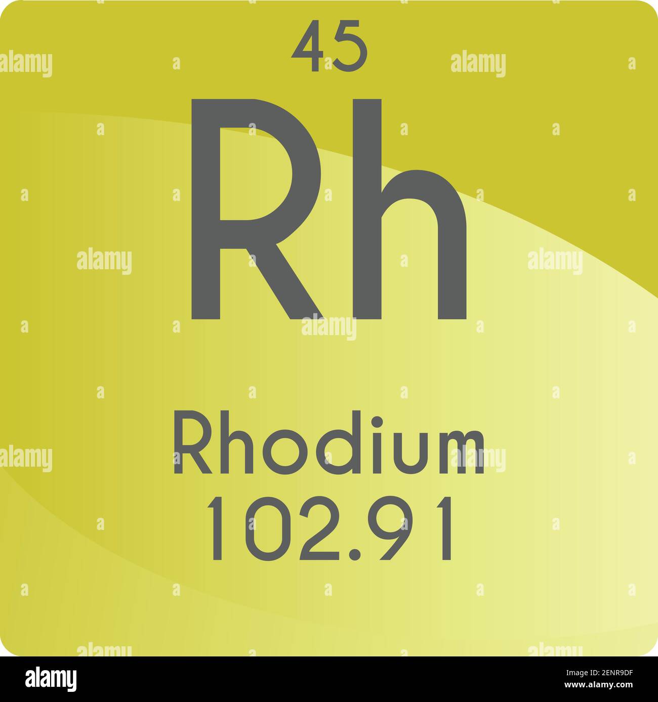 Rh Rhodium Transition metal Chemical Element vector illustration ...