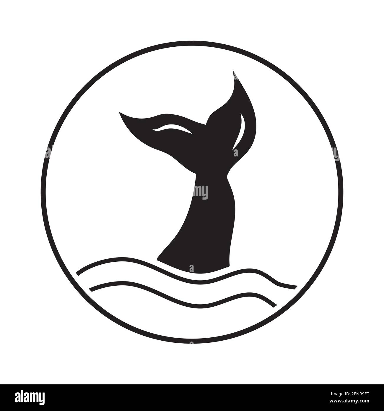 Whale tail fish or mermaid tail flat icon for apps or website Stock ...