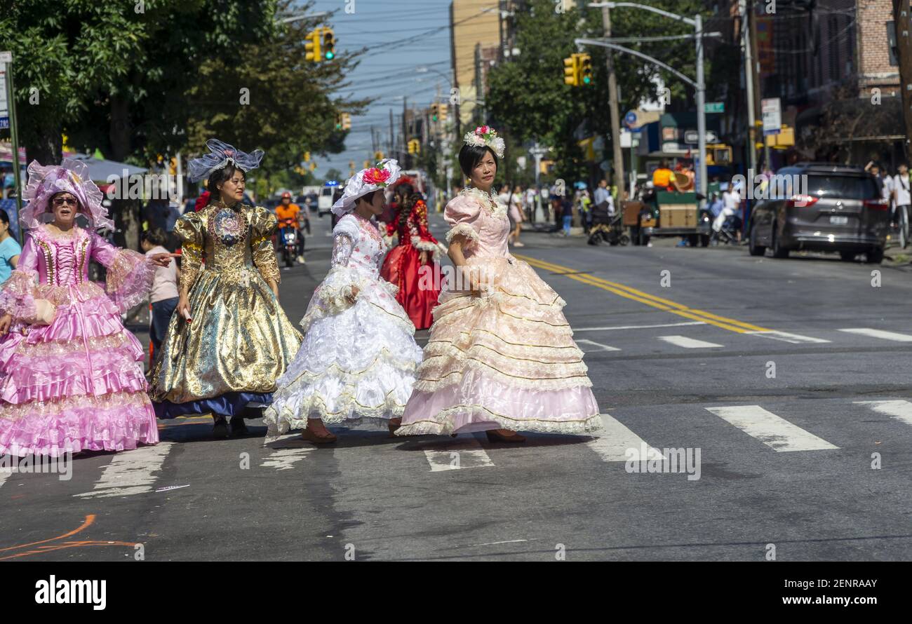 Thousands of people on Eighth Avenue in the Sunset Park neighborhood in Brooklyn in New York on ...