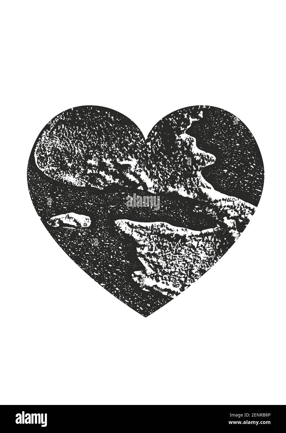 Isolated distress grunge heart with concrete texture. Element for ...
