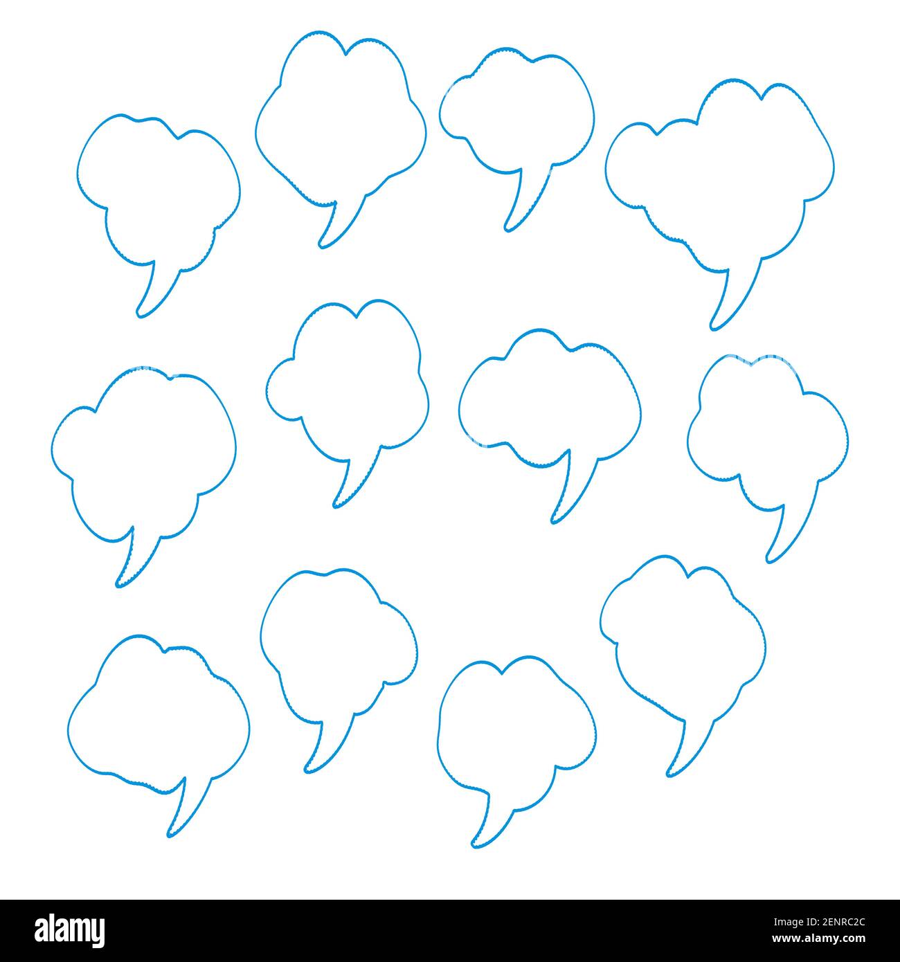 Set of blue speech bubbles. Cartoon Vector illustration. Isolated on ...