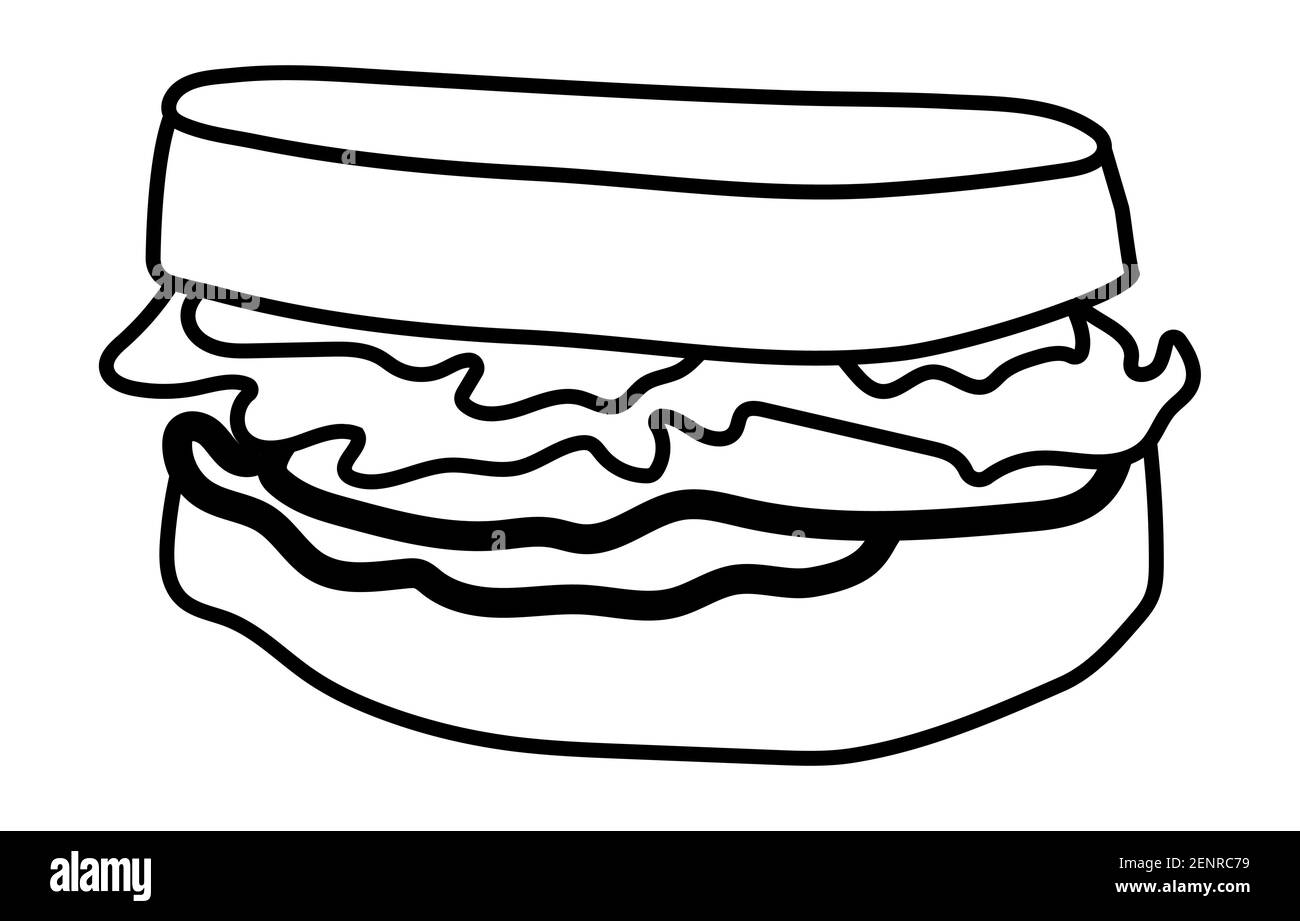 Ham sandwich line art vector icon for apps or website Stock Vector ...