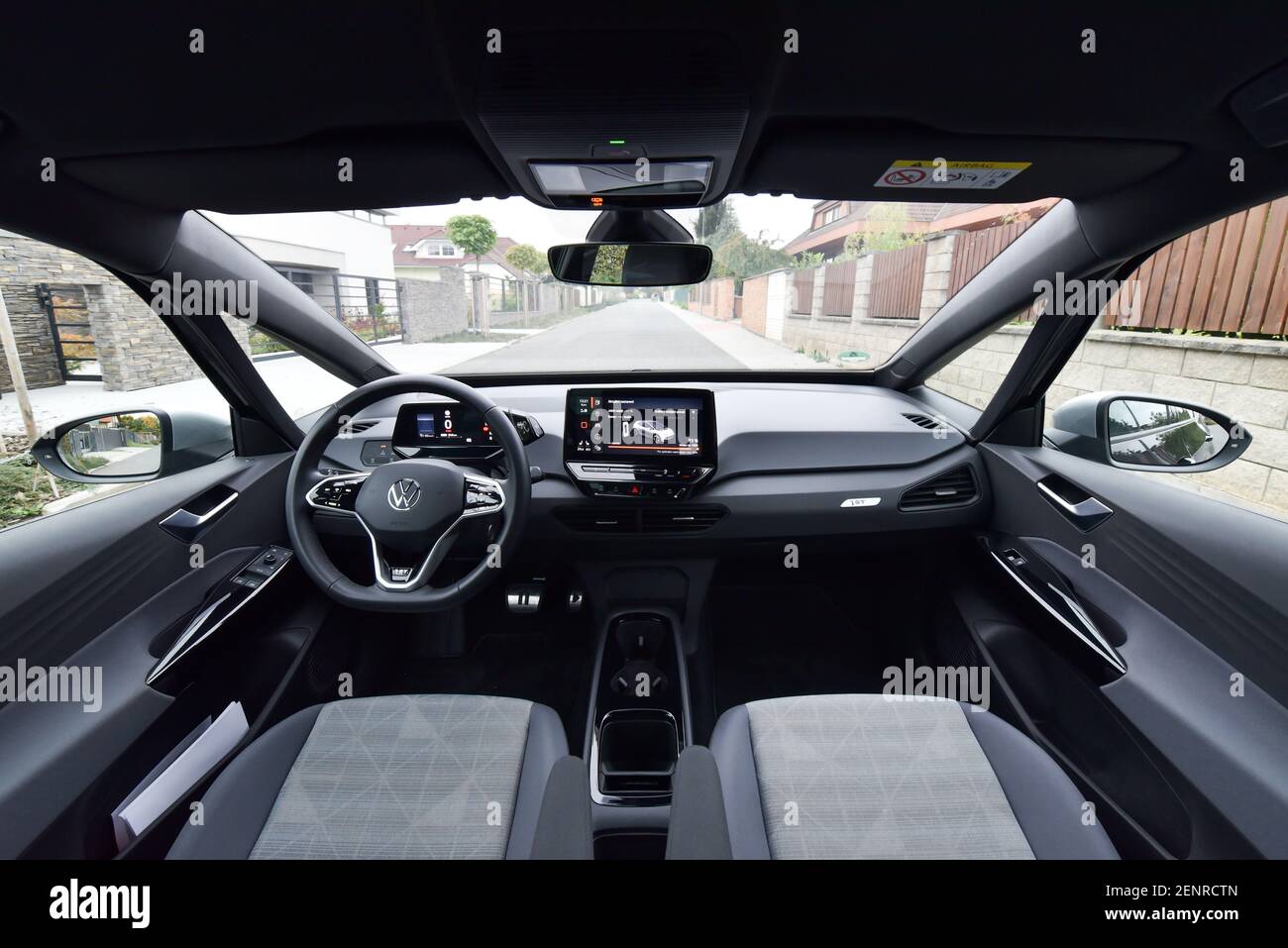 Volkswagen ID.3. Pure electric car. Cabin interior. 10-13-2020, Prague ...