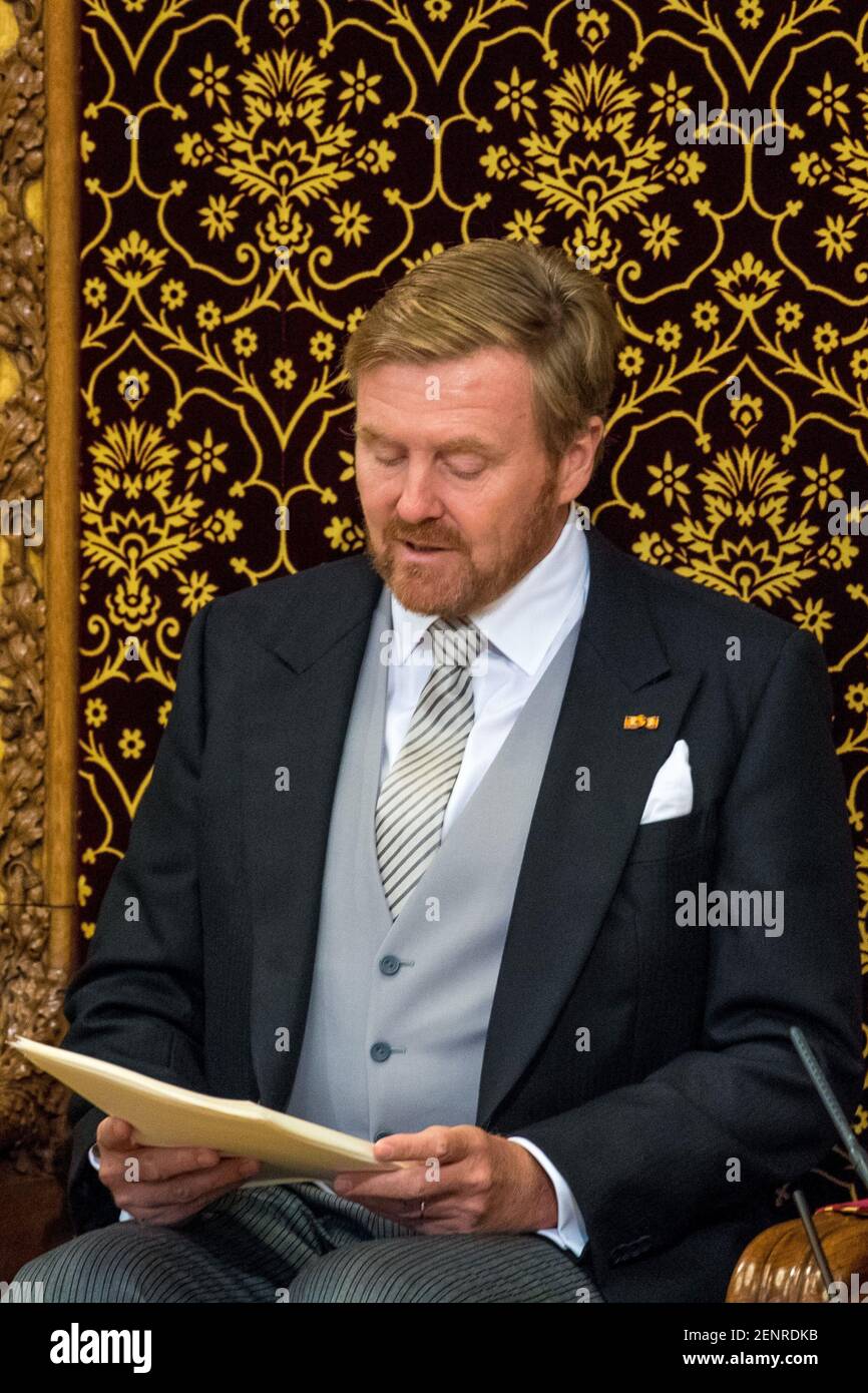 King Willem-Alexander of the Netherlands during the trown speech to the ...