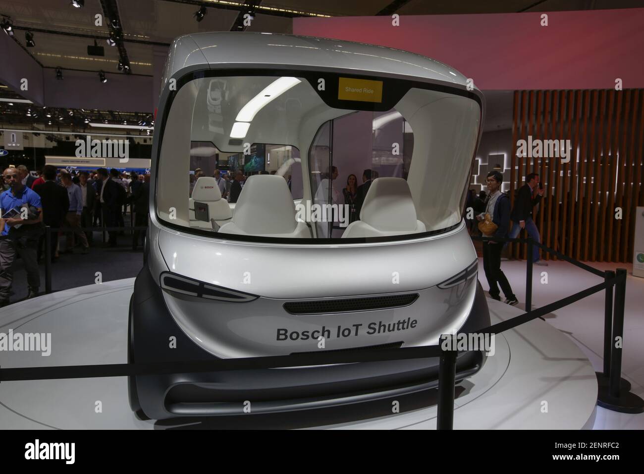 German manufacturer Bosch displays the Bosch IoT Shuttle, an autonomous ...