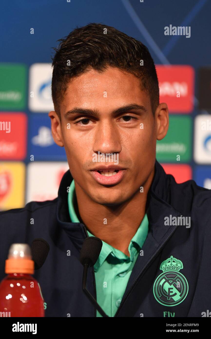 Raphael Varane during a press conference before the game PSG vs Real ...
