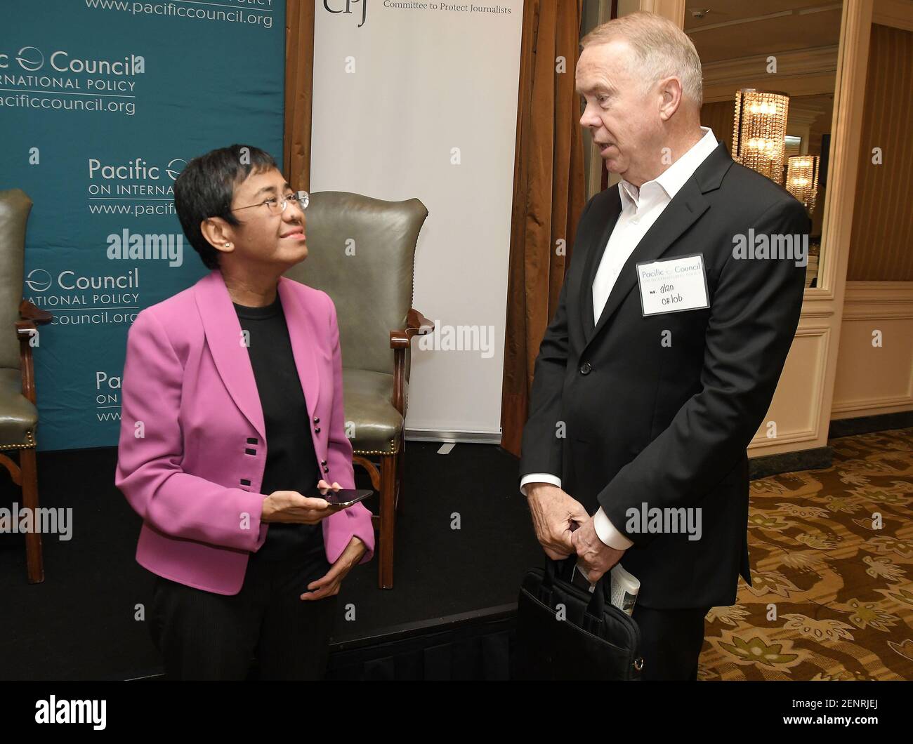 (L-R) Maria Ressa, founder of the Philippine website Rappler and a Time ...