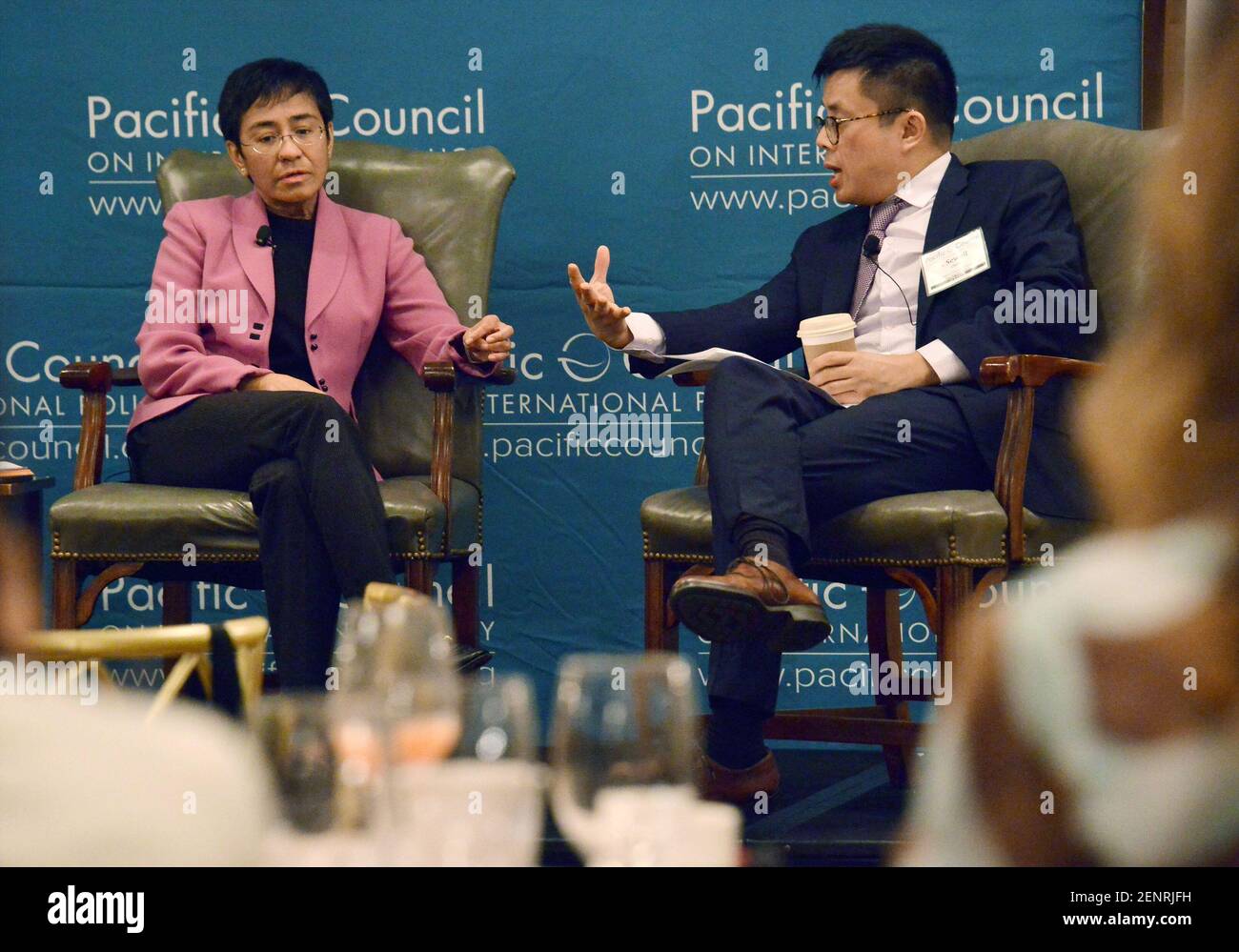 (l-R) Maria Ressa, Founder of the Philippine website Rappler and a Time ...