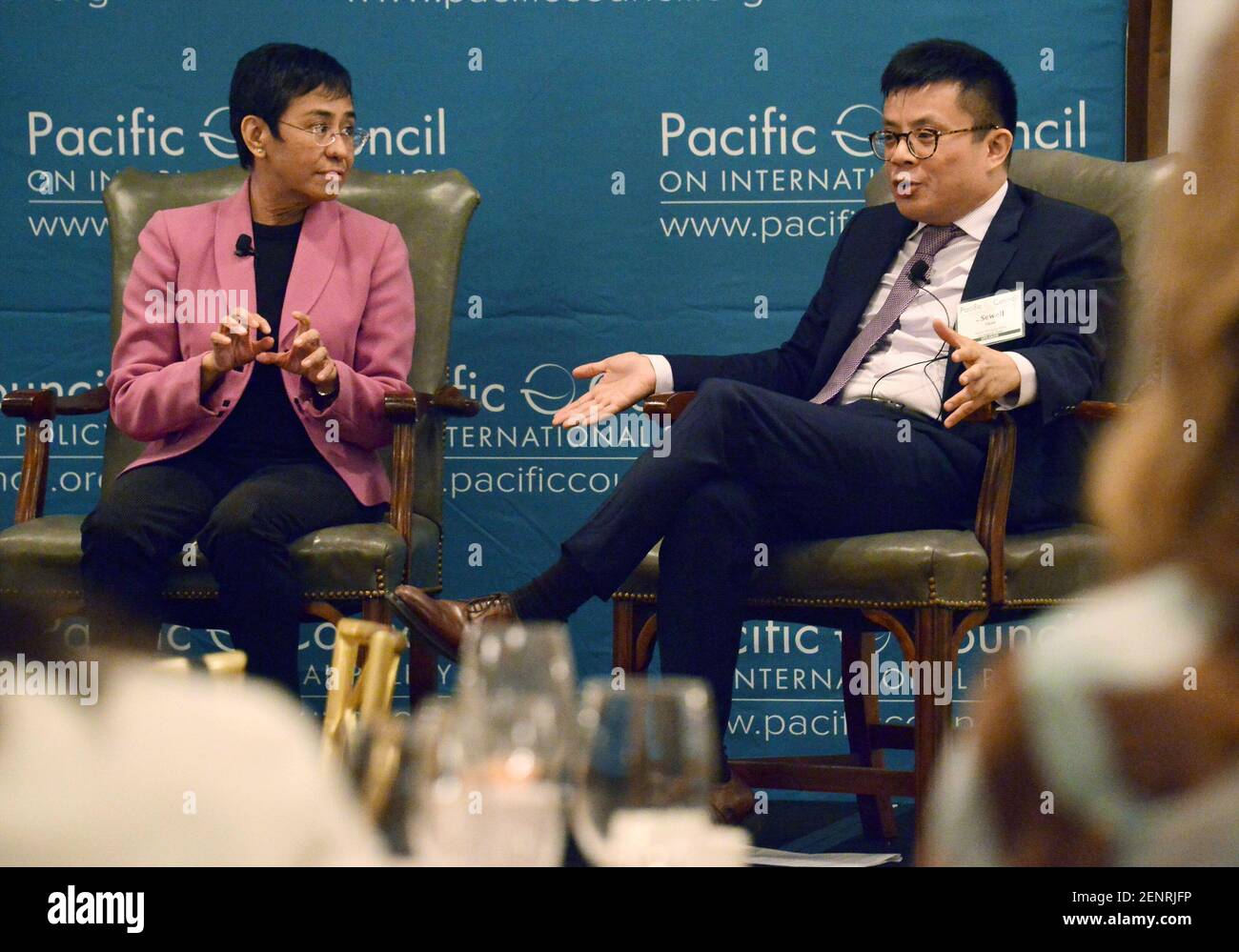 (l-R) Maria Ressa, Founder of the Philippine website Rappler and a Time ...