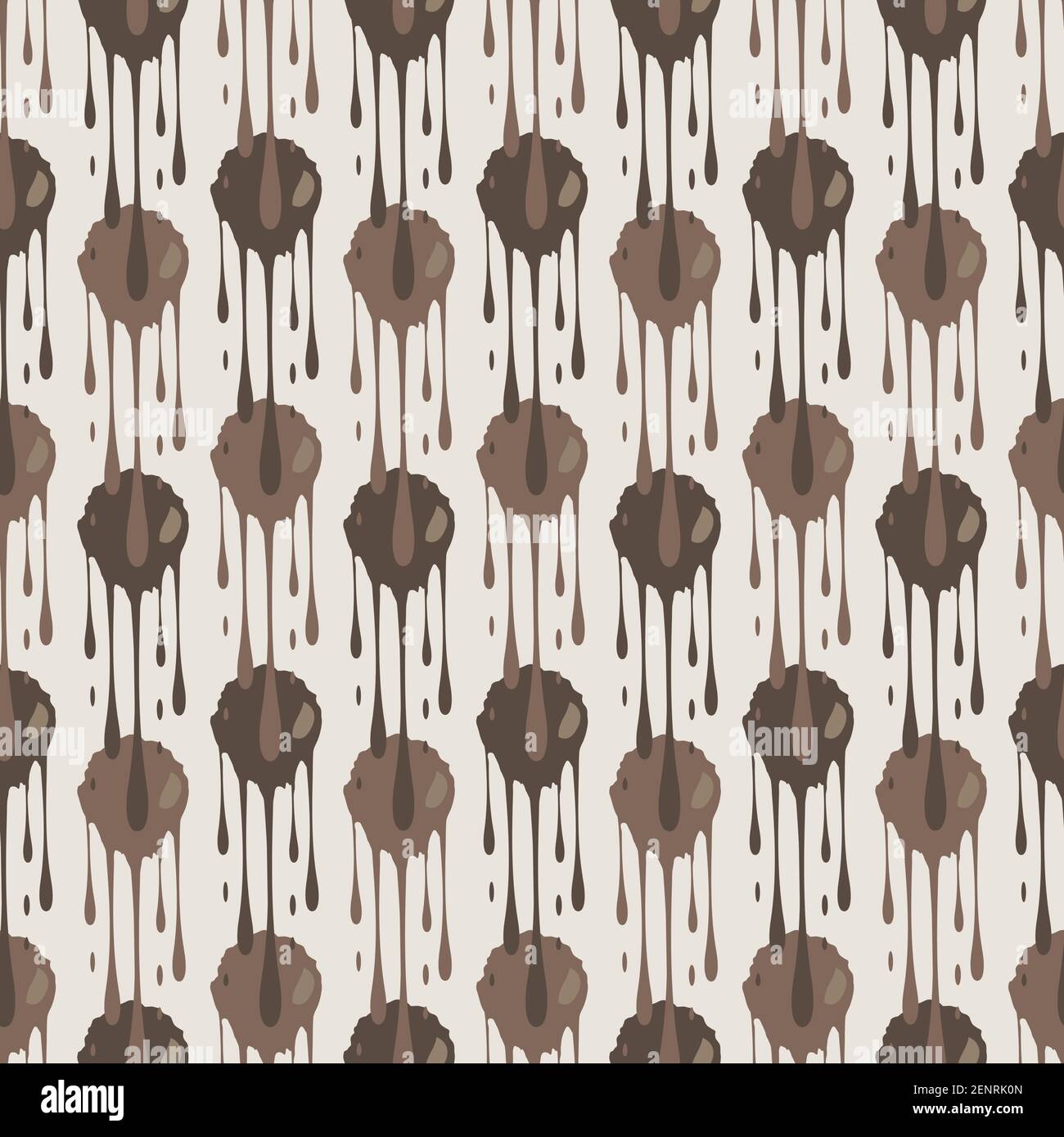 Dripping chocolate vector seamless pattern background. Monochrome brown ...