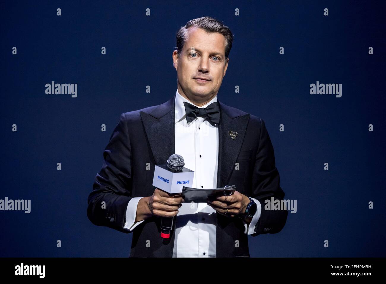 Manager of Phillips Sjoerd Drost delivers a speech during the 80th ...