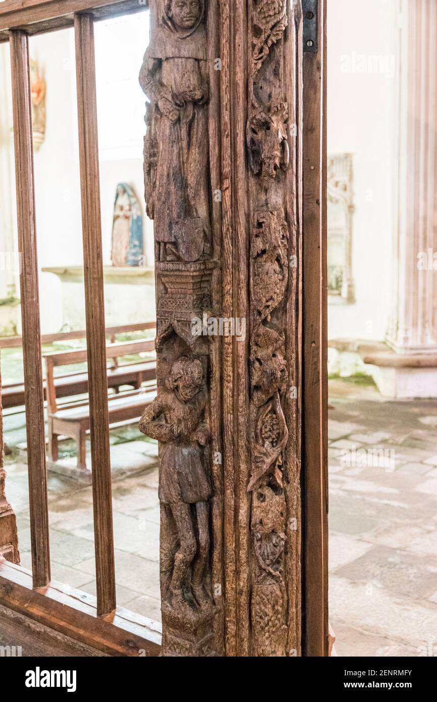 Le Faouet, France. The famous carved rood screen at the Chapelle Saint ...