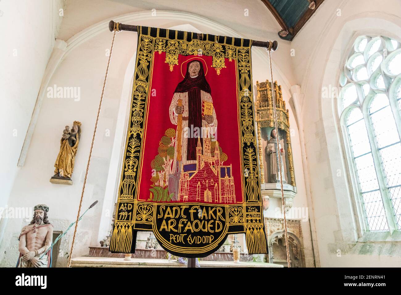 Le Faouet, France. The famous carved rood screen at the Chapelle Saint ...