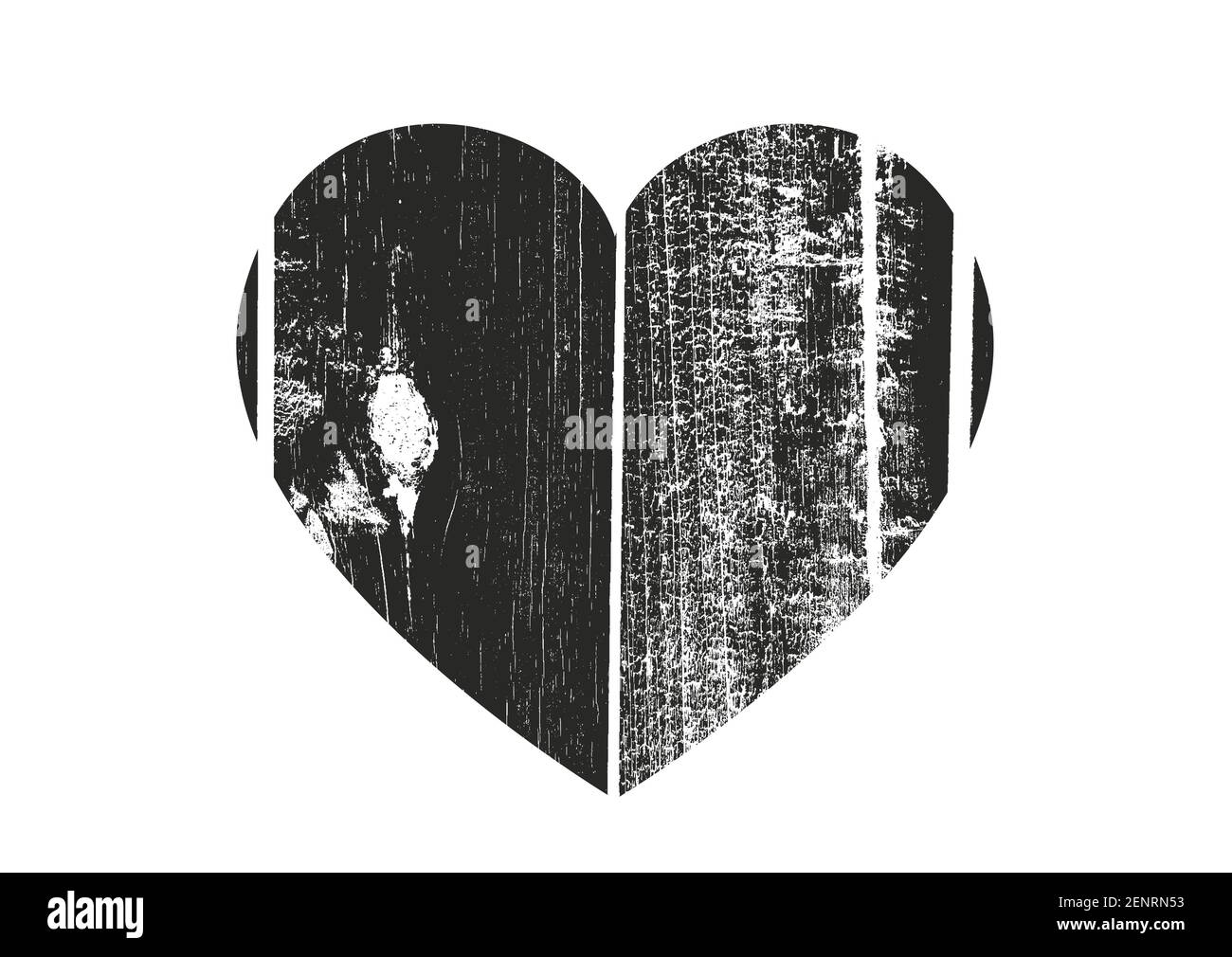 Isolated distress grunge heart with wooden texture. Element for ...
