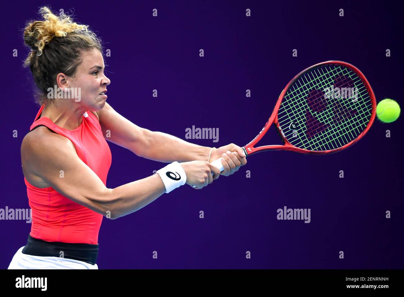 Italian professional tennis player Jasmine Paolini plays against Chinese professional tennis ...