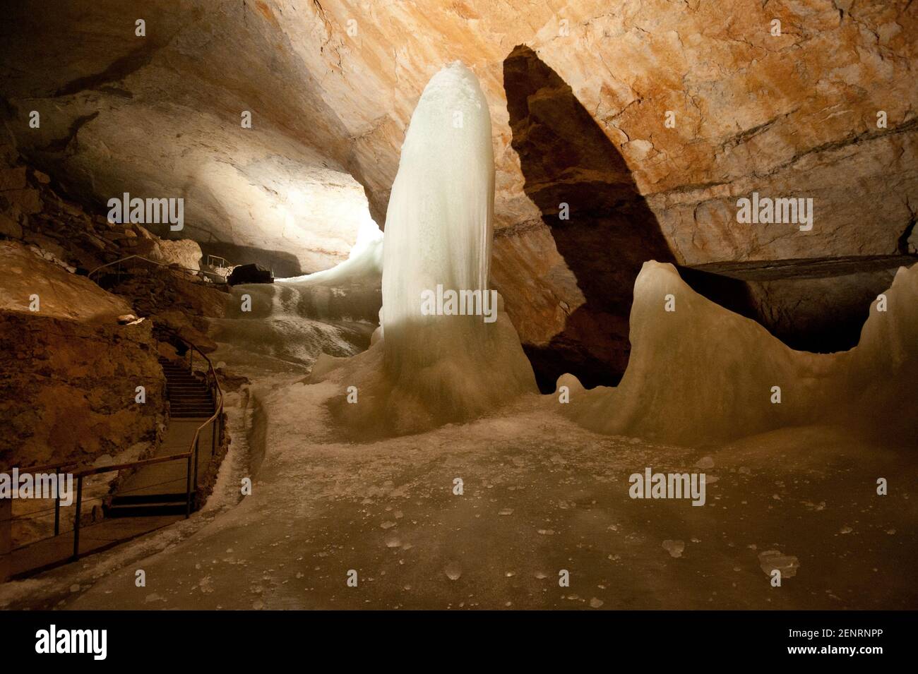 ice sculptures in Dachstein Rieseneishoehle, giant ice cave, in ...