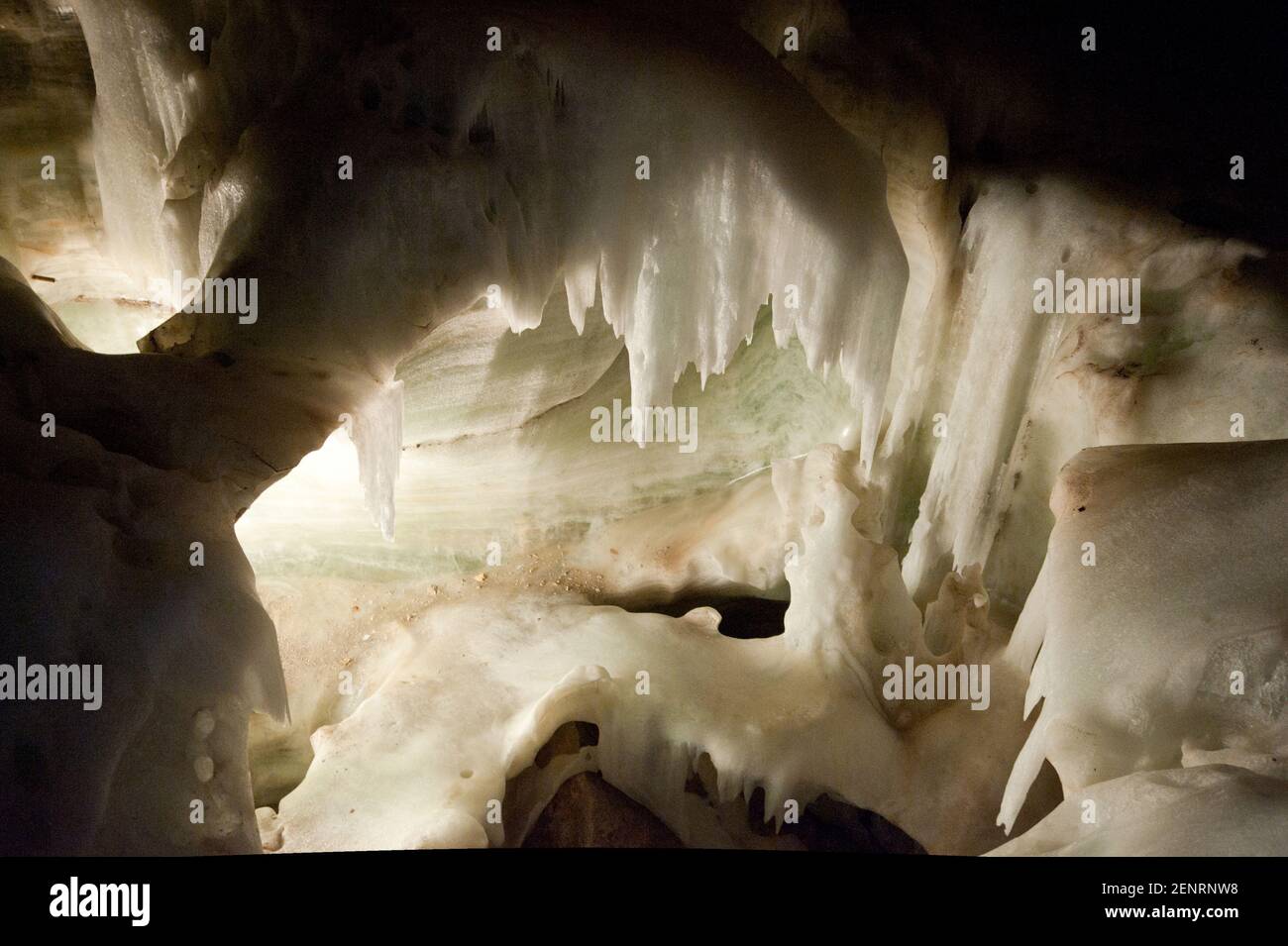 ice sculptures in Dachstein Rieseneishoehle, giant ice cave, in ...
