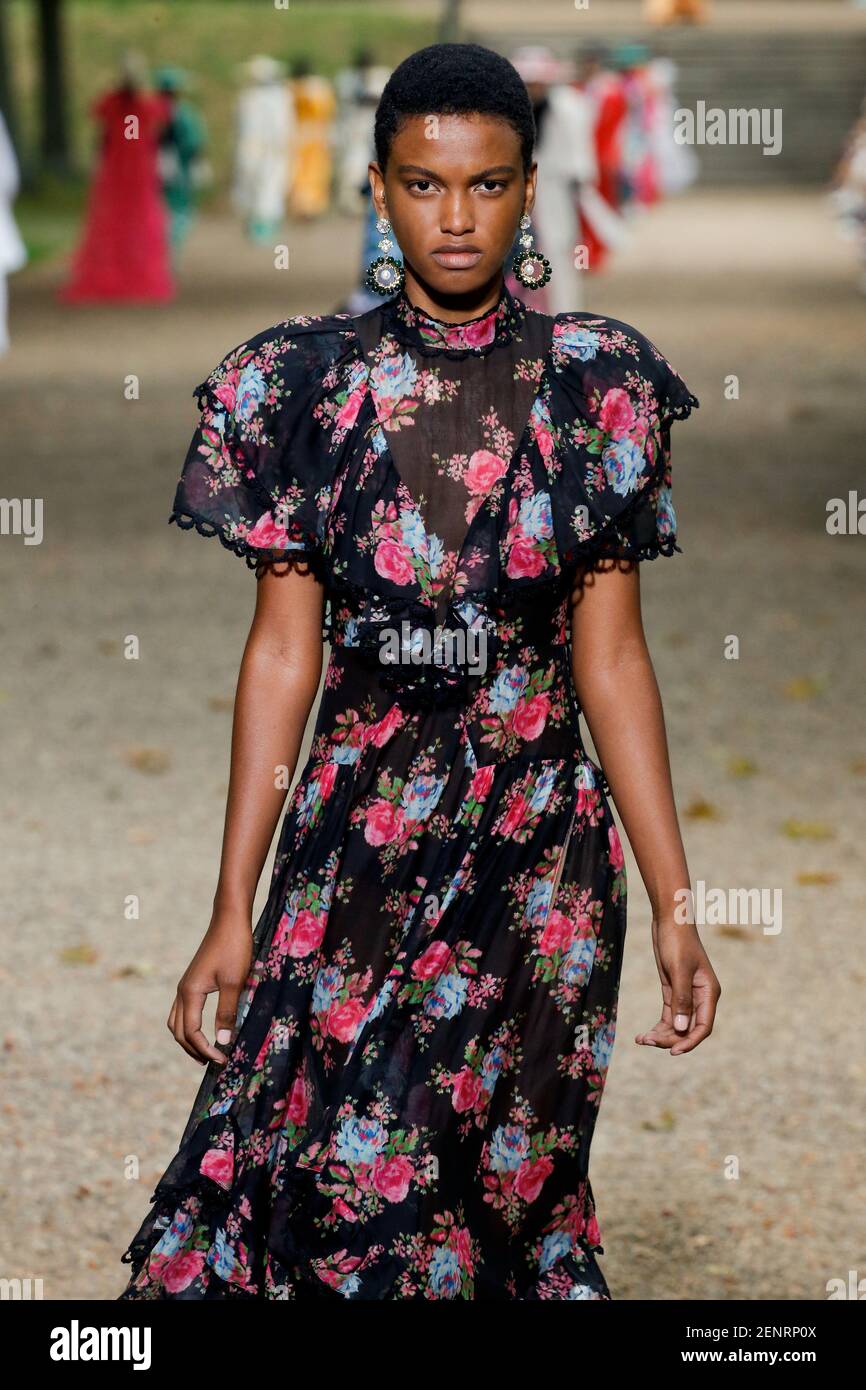 Model Ana Barbosa walking on the runway Erdem Fashion Show during ...