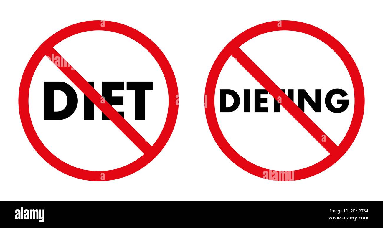 International Day without Diet. Sign against diet, on a white ...