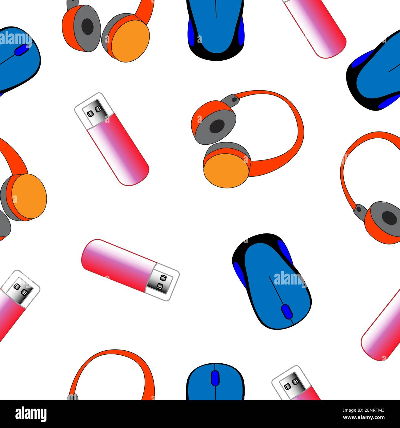 Set of modern gadgets on a white background. Vector seamless ...