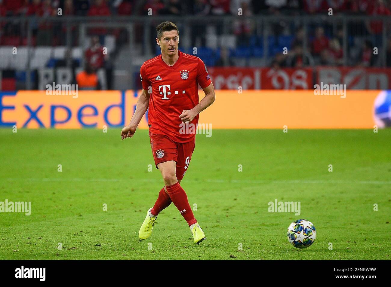 Robert Lewandowski from Bayern seen in action during the UEFA Champions ...