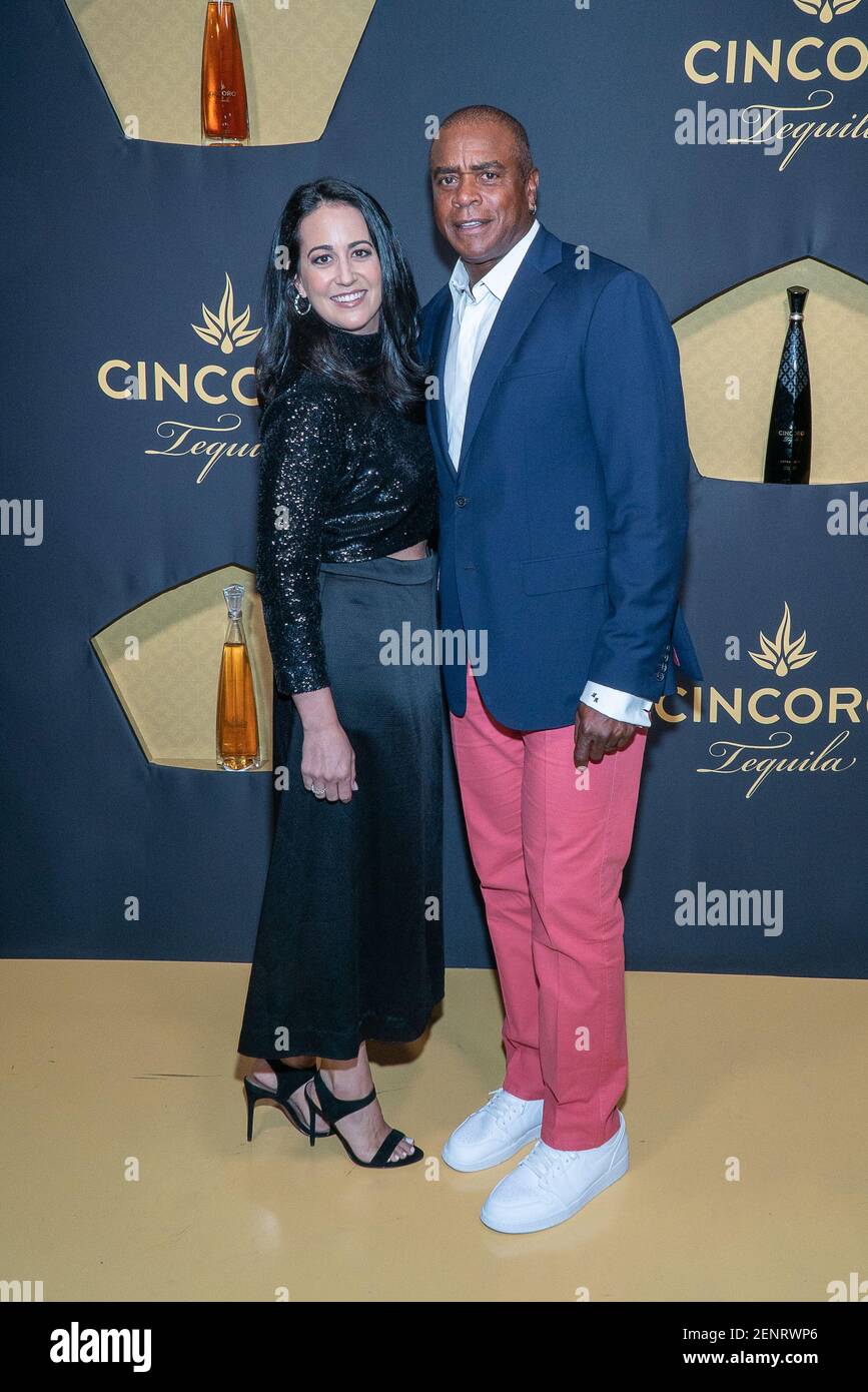 Ana Luz Rodriguez and Ahmad Rashad attend the launch of Cincoro Tequila ...