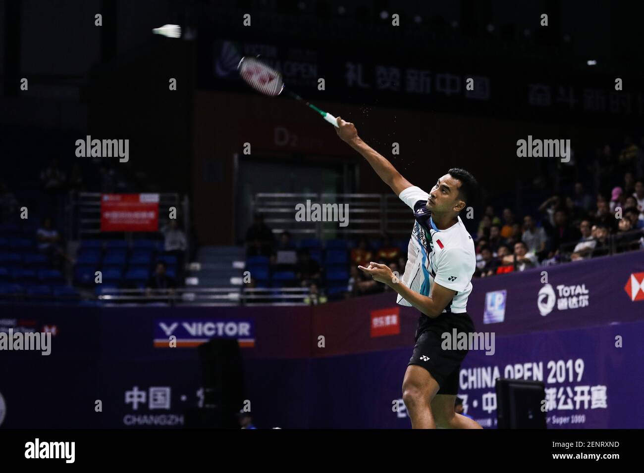 Indonesian professional badminton player Tommy Sugiarto competes ...