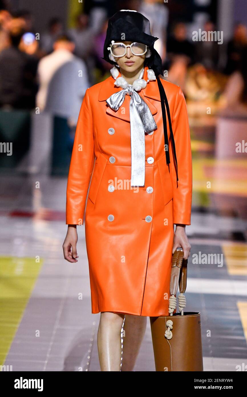 Model walking on the runway Prada Fashion Show during Milan Fashion ...