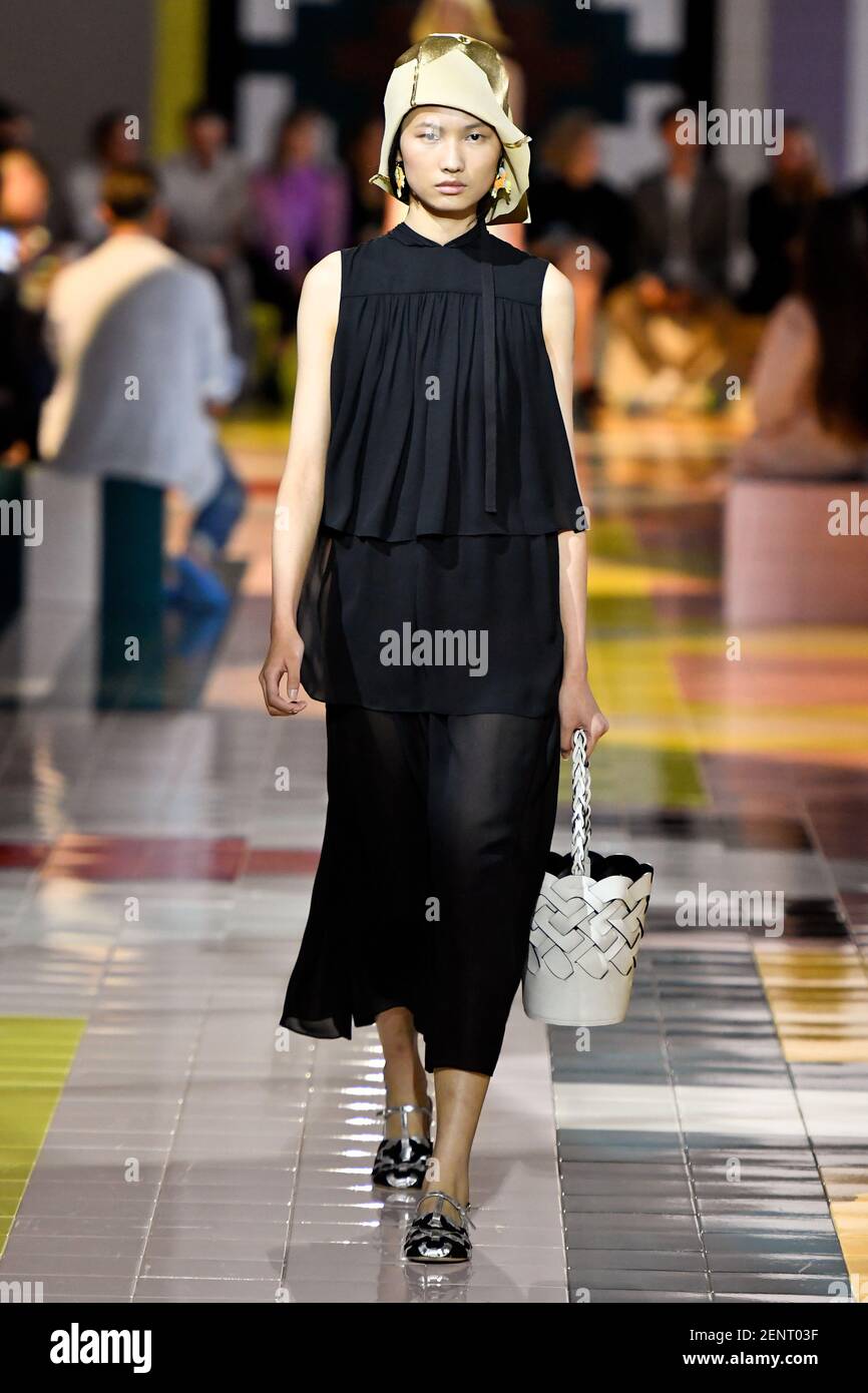 Model walking on the runway Prada Fashion Show during Milan Fashion ...