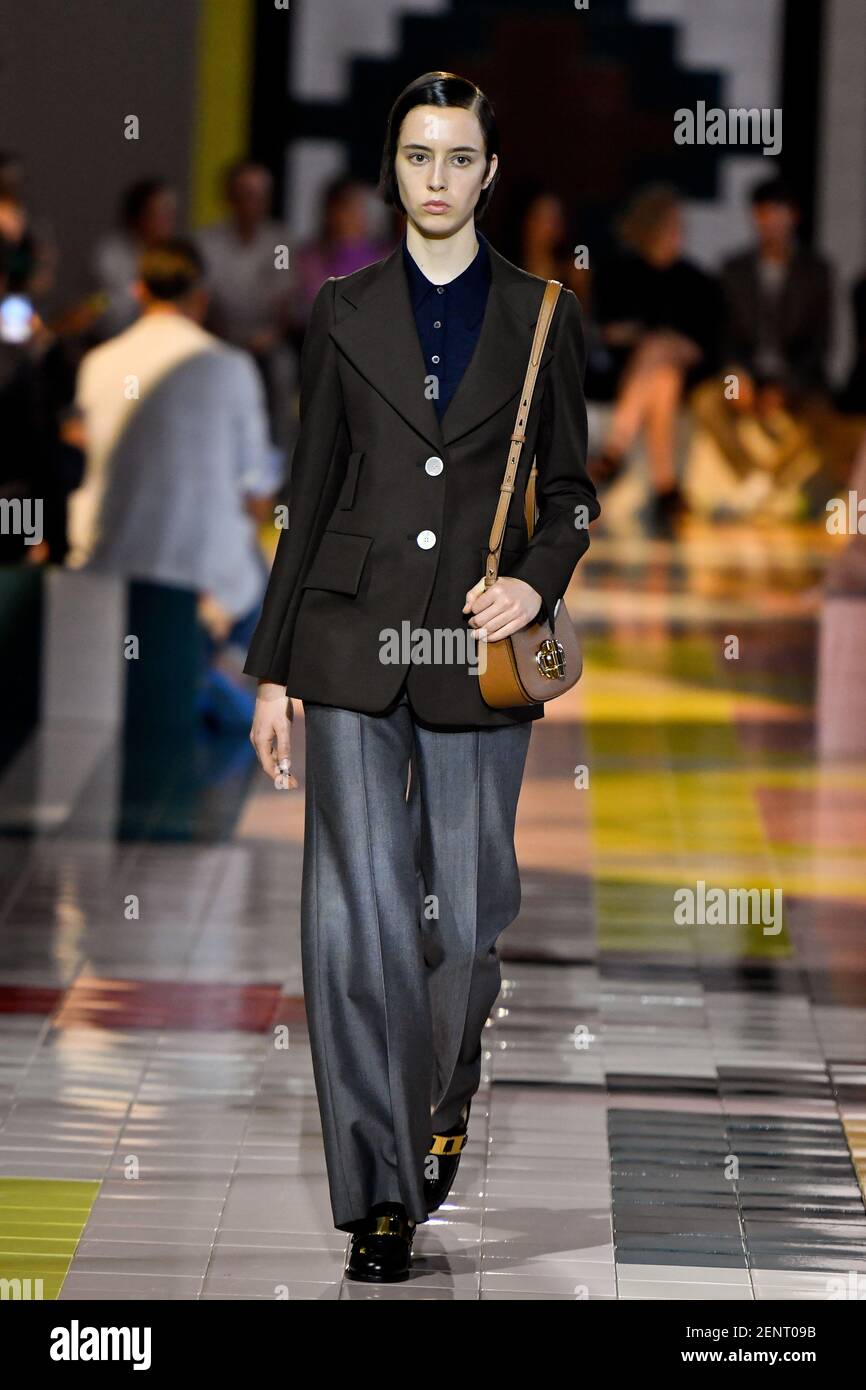 Model walking on the runway Prada Fashion Show during Milan Fashion ...