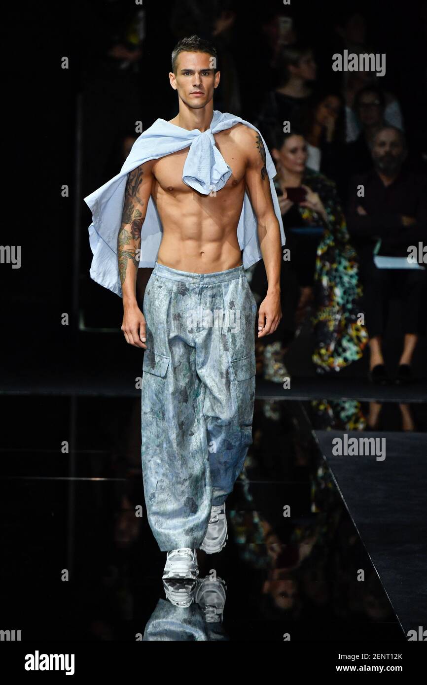 Model walking on the runway Emporio Armani Fashion Show during Milan ...