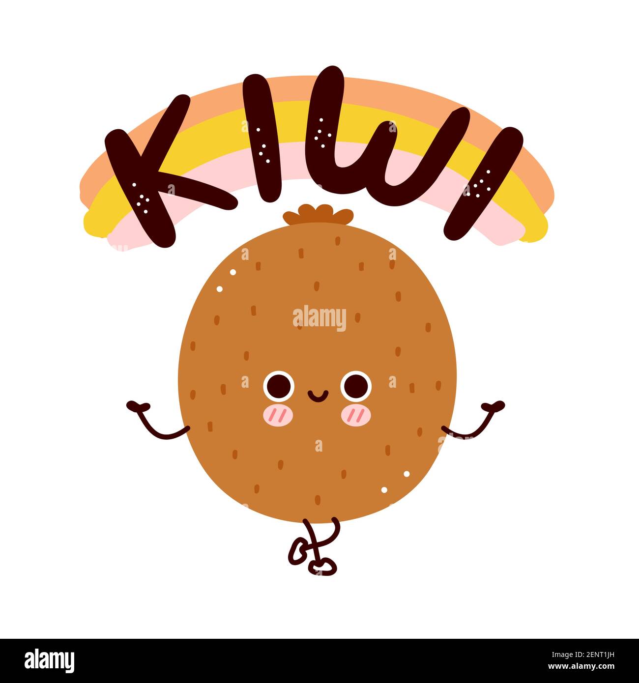 Cute funny kiwi. Vector flat cartoon kawaii character illustration icon ...