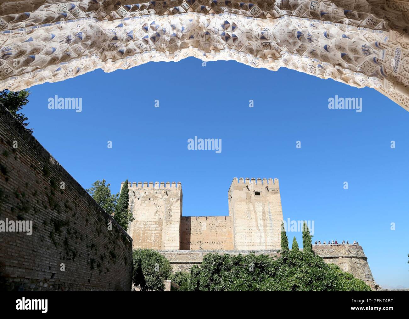 Arches in Islamic (Moorish) style and Alhambra, Granada, Spain Stock ...