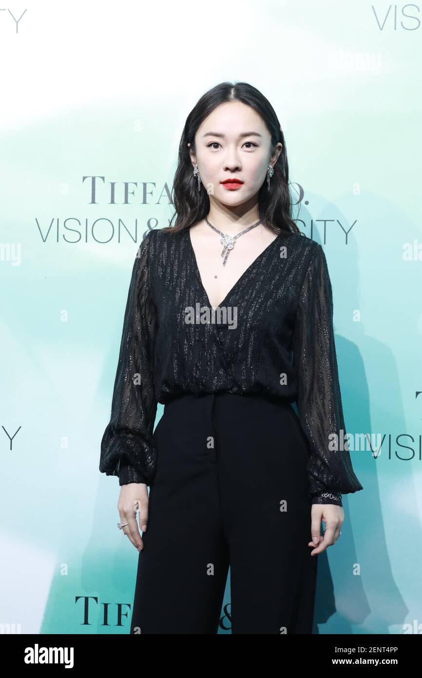 Chinese actress Huo Siyan wears all black attending the Tiffany Co ...