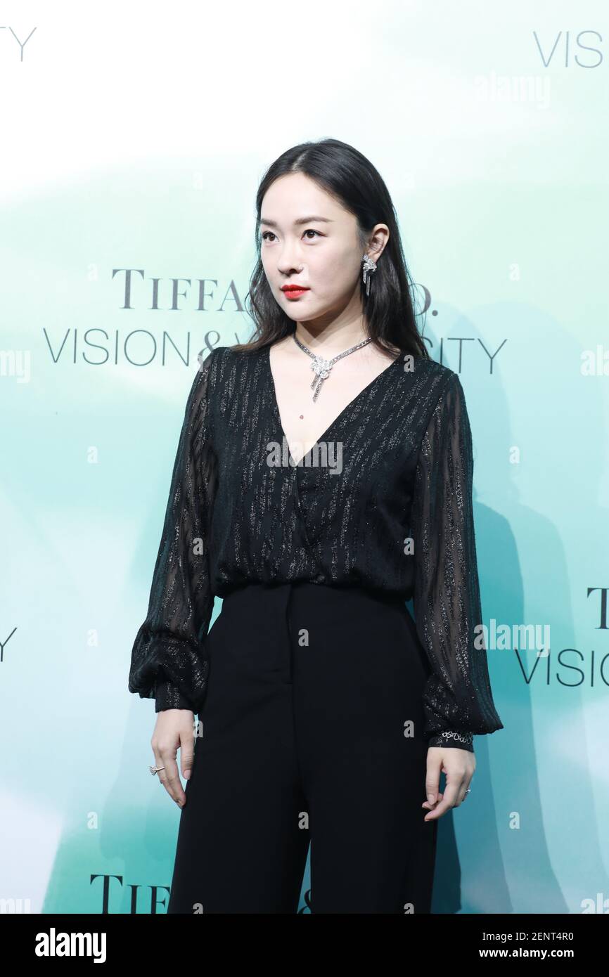 Chinese actress Huo Siyan wears all black attending the Tiffany Co ...