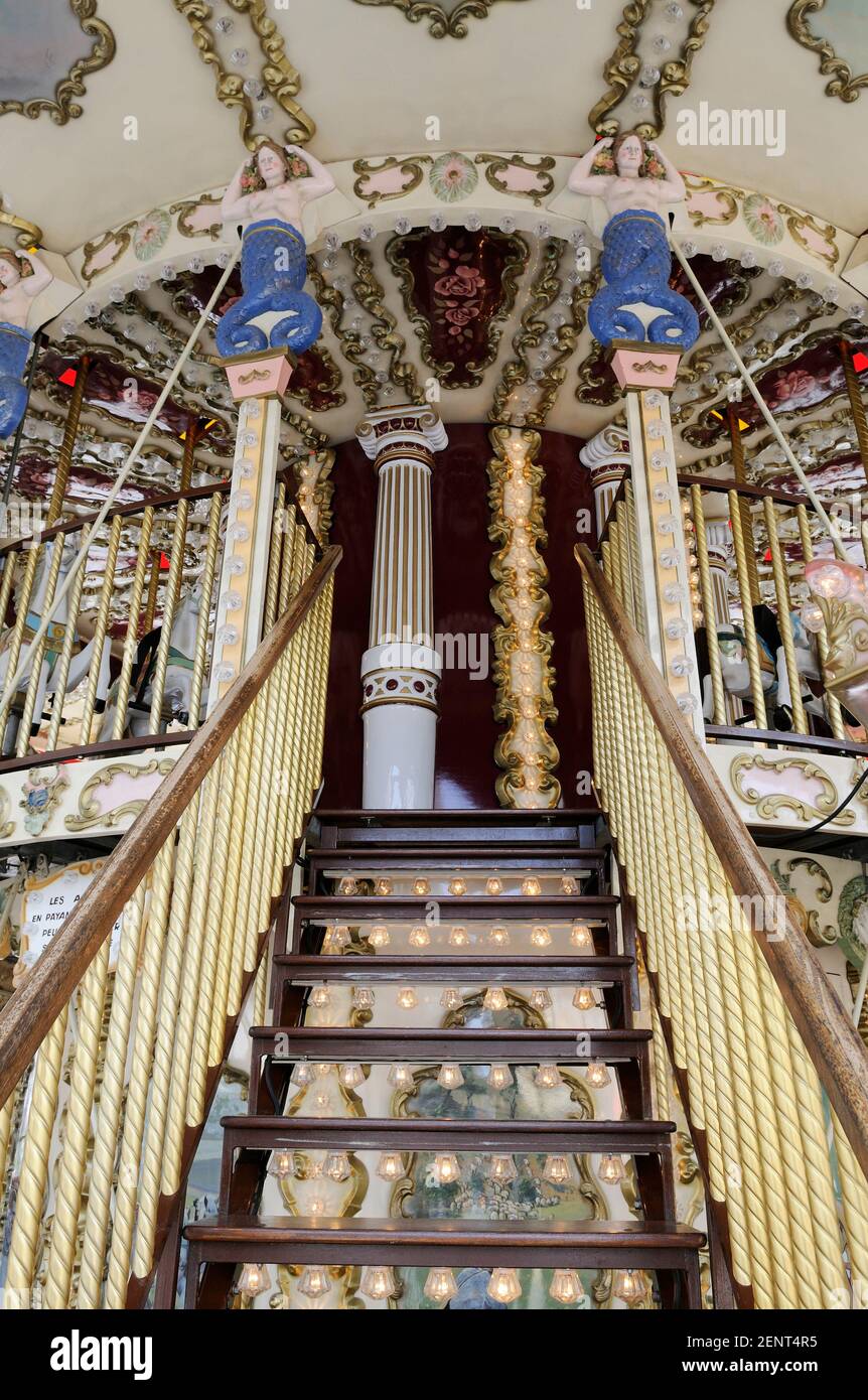 Ornate stairs leading to the carousel at Place de la République Stock ...