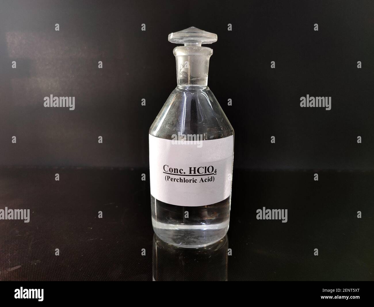 transparent bottle filled with reagent solution Stock Photo - Alamy