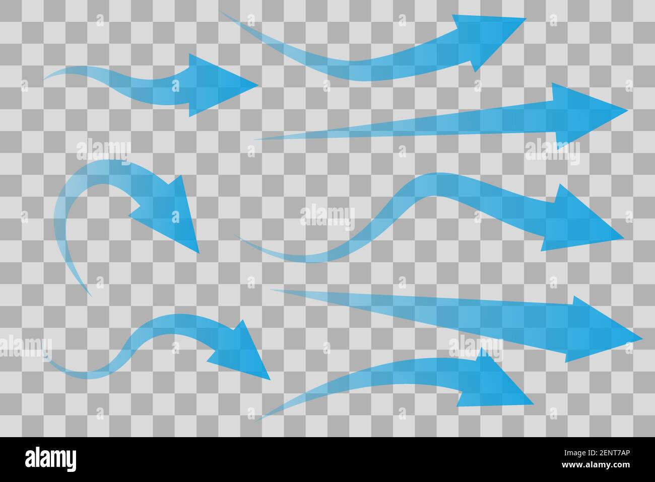 Set of transparent blue arrows showing air flow isolated on transparent ...